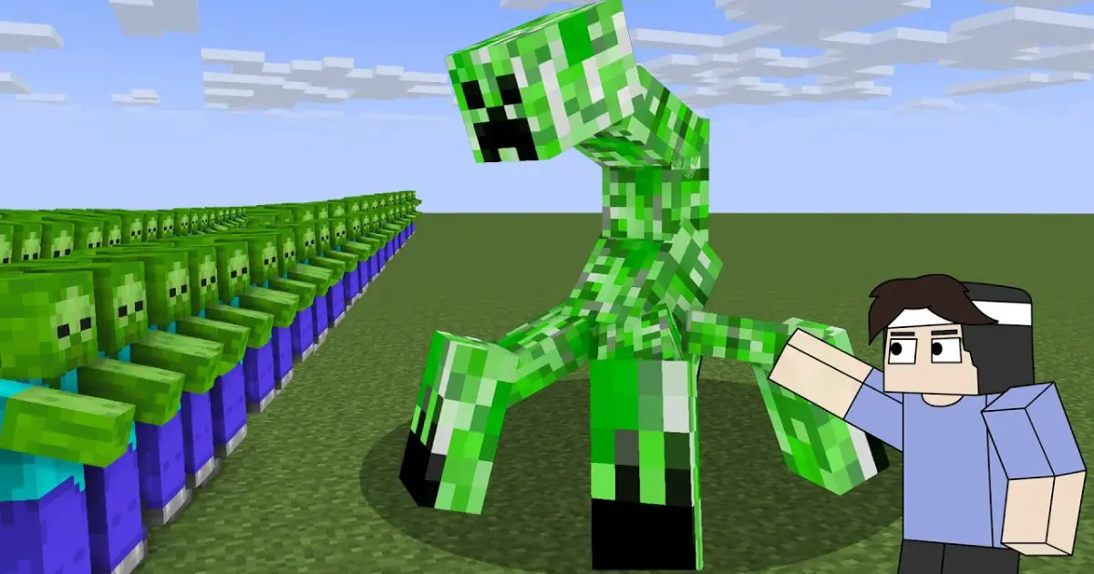 100 Zombies VS 1 Mutant Creeper! Bardagulan | Minecraft - Bilibili