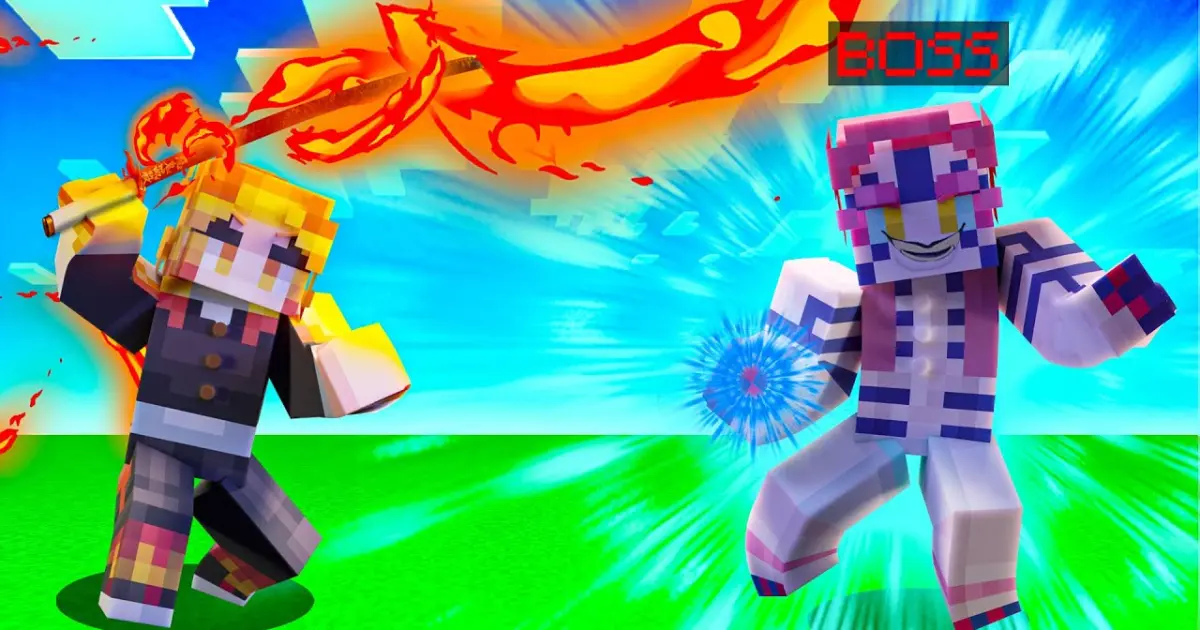 Defeating UPPER MOON DEMONS as RENGOKU in Minecraft Demon Slayer Mod ...