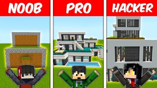 NOOB vs PRO vs HACKER: Modern House Build Challenge | Minecraft! (Tagalog) - BiliBili