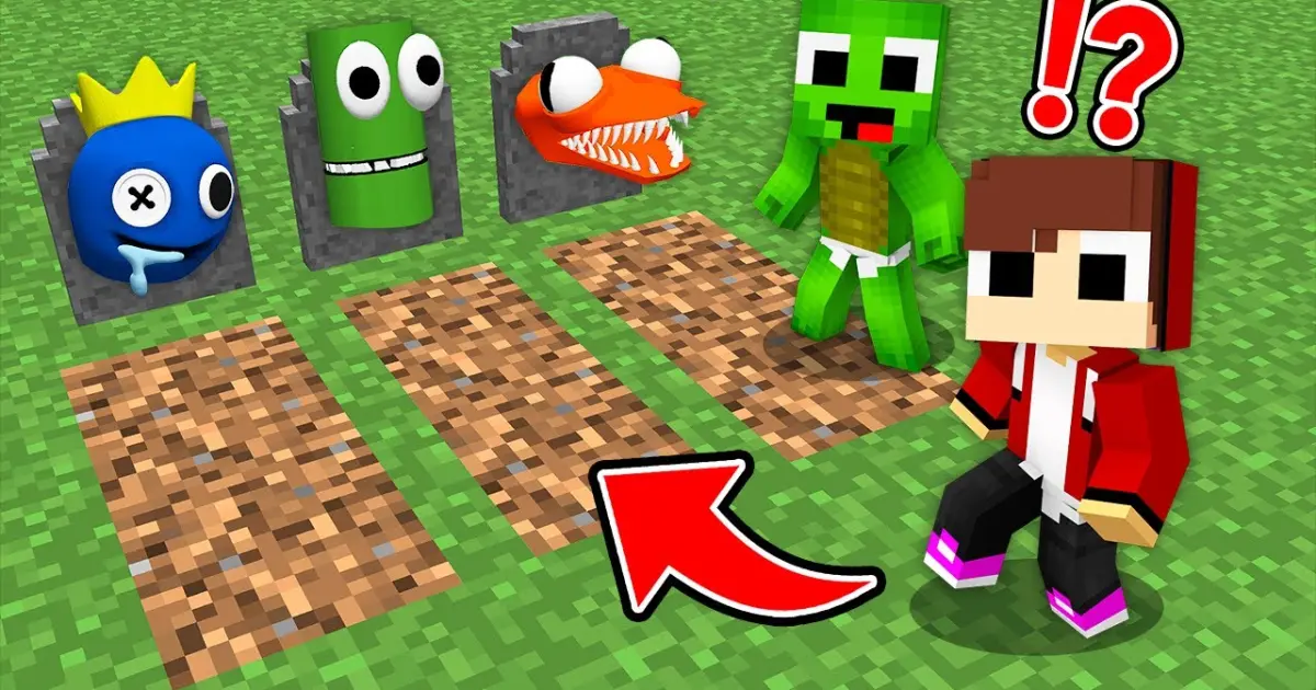 Baby Mikey & JJ Found the Graves of Rainbow Friends in Minecraft challenge (Maizen Mazien Mizen ...