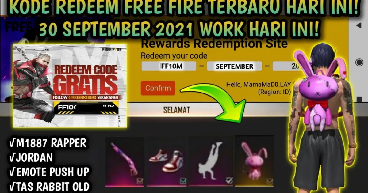 PEMBUKTIAN REDEEM! KODE REDEEM FREE FIRE TERBARU 2021 HARI INI 30 SEPTEMBER 2021 | CODE REDEEM ...