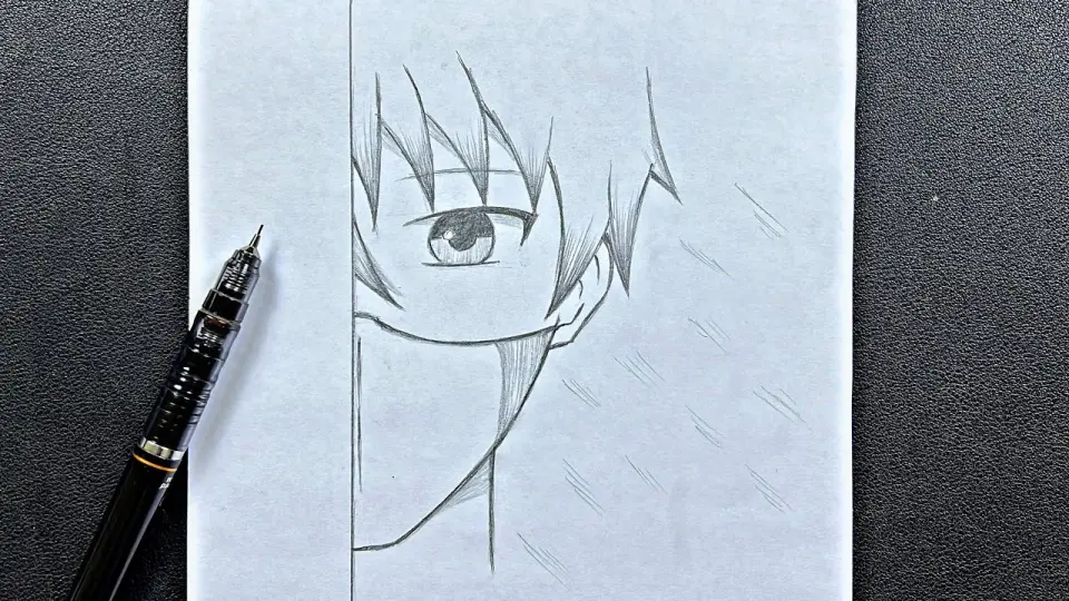 Half Sketch Drawing Of Face