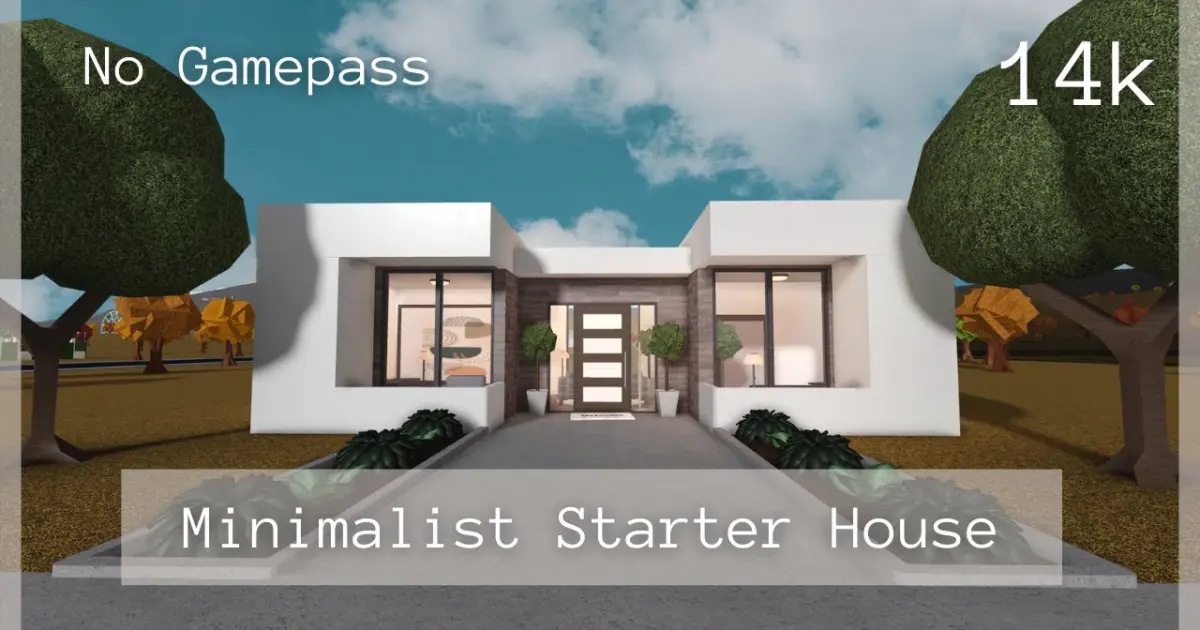 Roblox Bloxburg Minimalist Budget Starter House speed build & tour ...